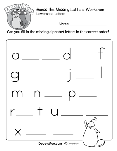 Missing Letter Worksheets (Free Printables) - Doozy Moo