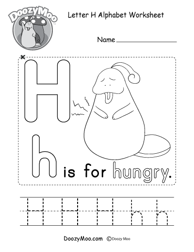 Letter H Alphabet Activity Worksheet - Doozy Moo