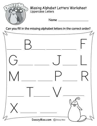 Missing Alphabet Letters Worksheet (Free Printable) - Doozy Moo