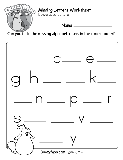 Missing Letter Worksheets (Free Printables) - Doozy Moo