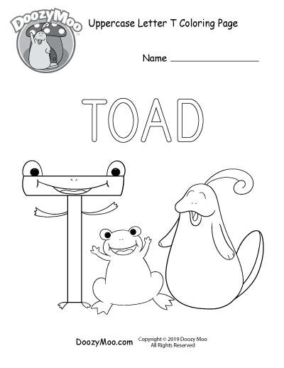 Cute Uppercase Letter T Coloring Page (Free Printable) - Doozy Moo