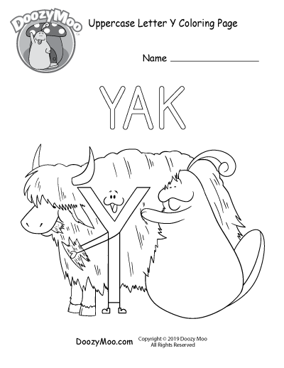 Letter Y Alphabet Activity Worksheet - Doozy Moo