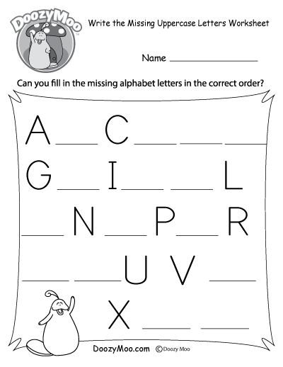 Write the Missing Uppercase Letters Worksheet (Free Printable) - Doozy Moo